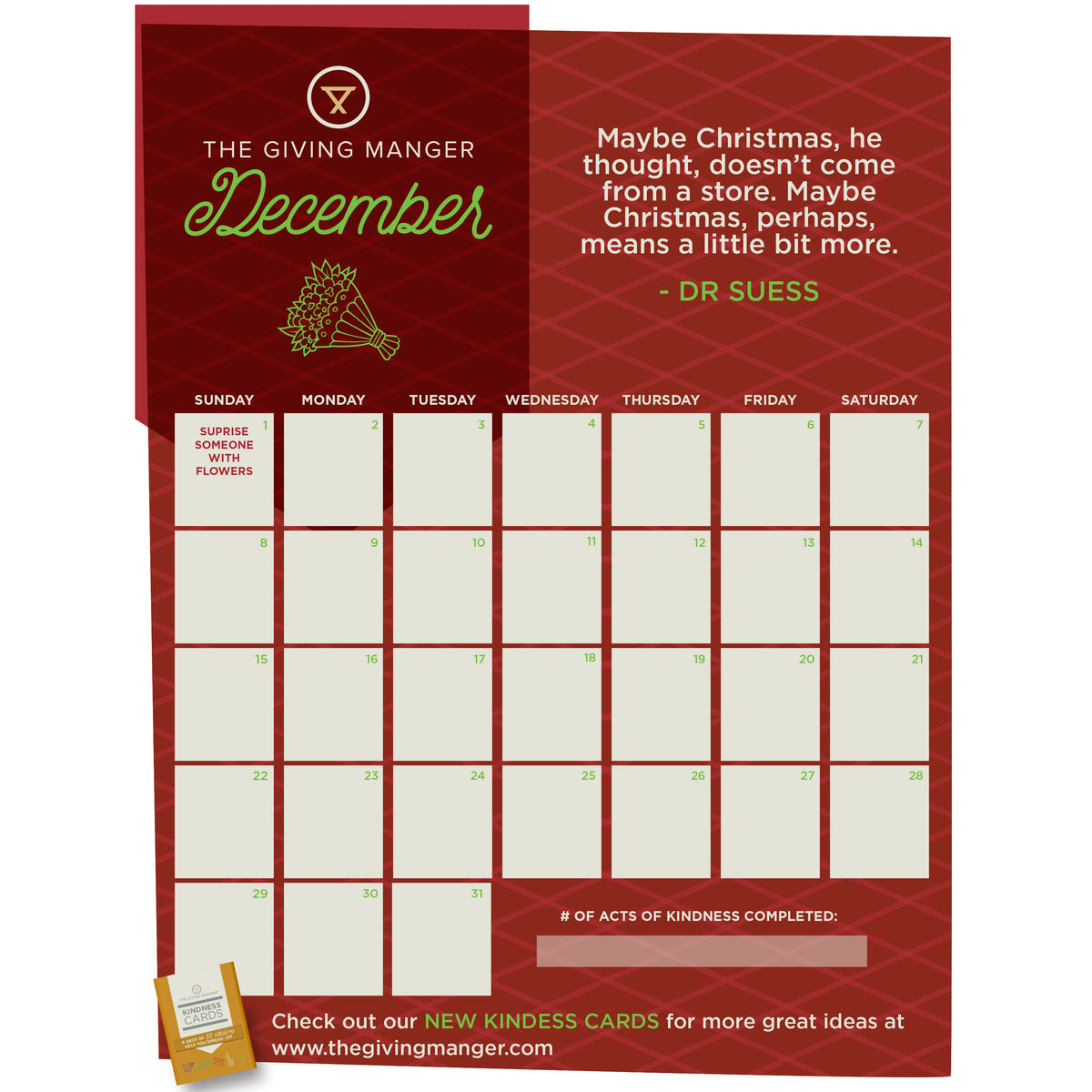 Kindness Calendar - December — The Giving Manger